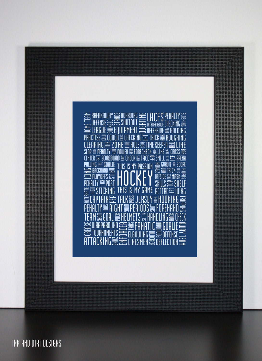 Hockey 8x10 Typography Print Hockey Poster by inkanddirtdesigns