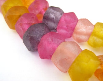 48 Recycled Java Glass Beads Translucent Sea Glass Beads