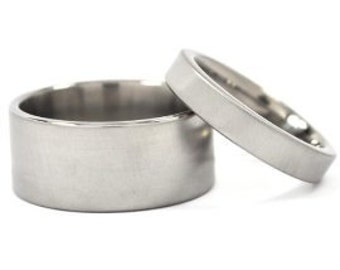 His and Her Matching Titanium Ring Set by RenaissanceJewelry