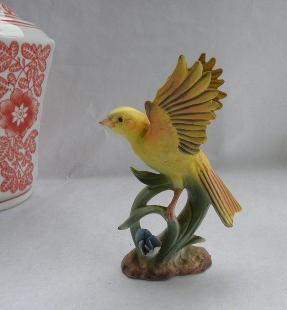 Yellow Canary Porcelain Bird Yellow Bird Figurine Canary