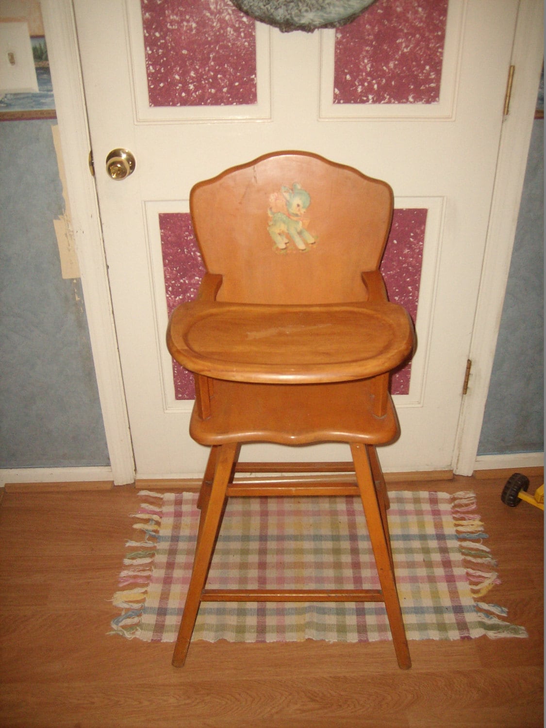 Vintage Light Wood High Chair with Baby Deer – Haute Juice