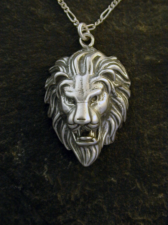 Sterling Silver Lion Head Pendant on a Sterling Silver Chain