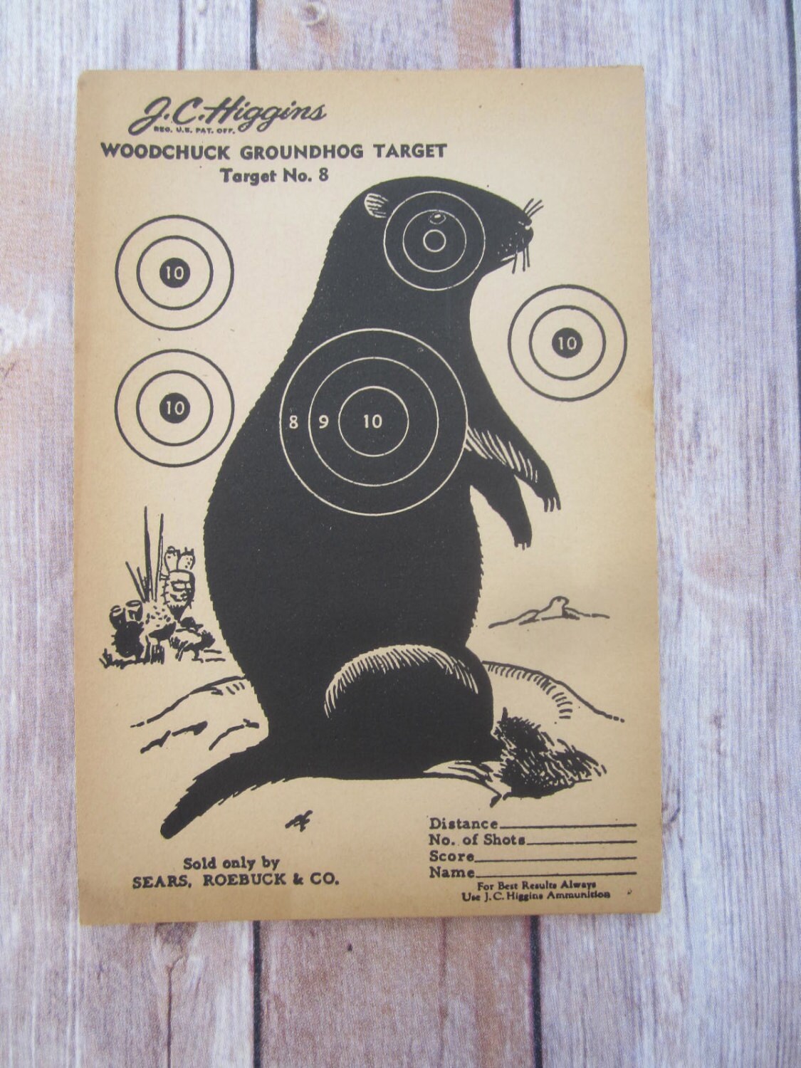 Vintage J.C. Higgins Groundhog Woodchuck Target No. 8 shooting