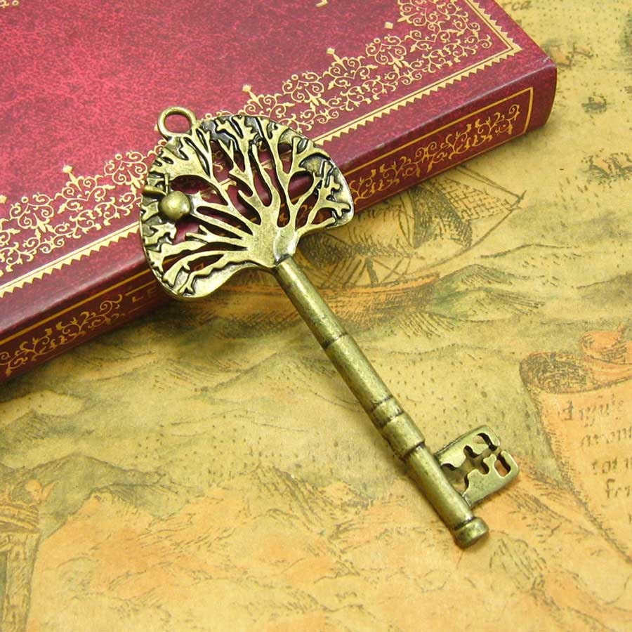 5 pcs Tree Key Skeleton Key Charms 76x32mm CH1913 by kinacraft