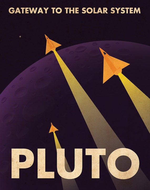 Items similar to Pluto Retro Planetary Travel Poster on Etsy