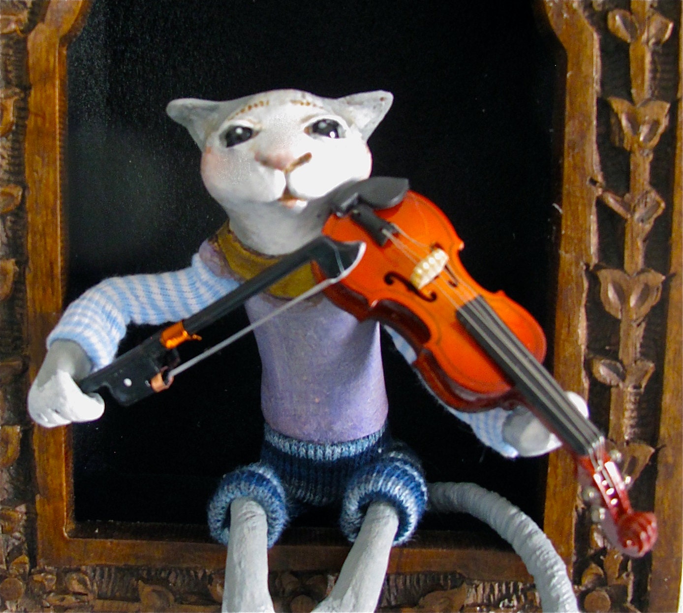 The Cat and the Fiddle sculpted figure in shadowbox