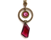 Popular items for pink crystal pendant on Etsy