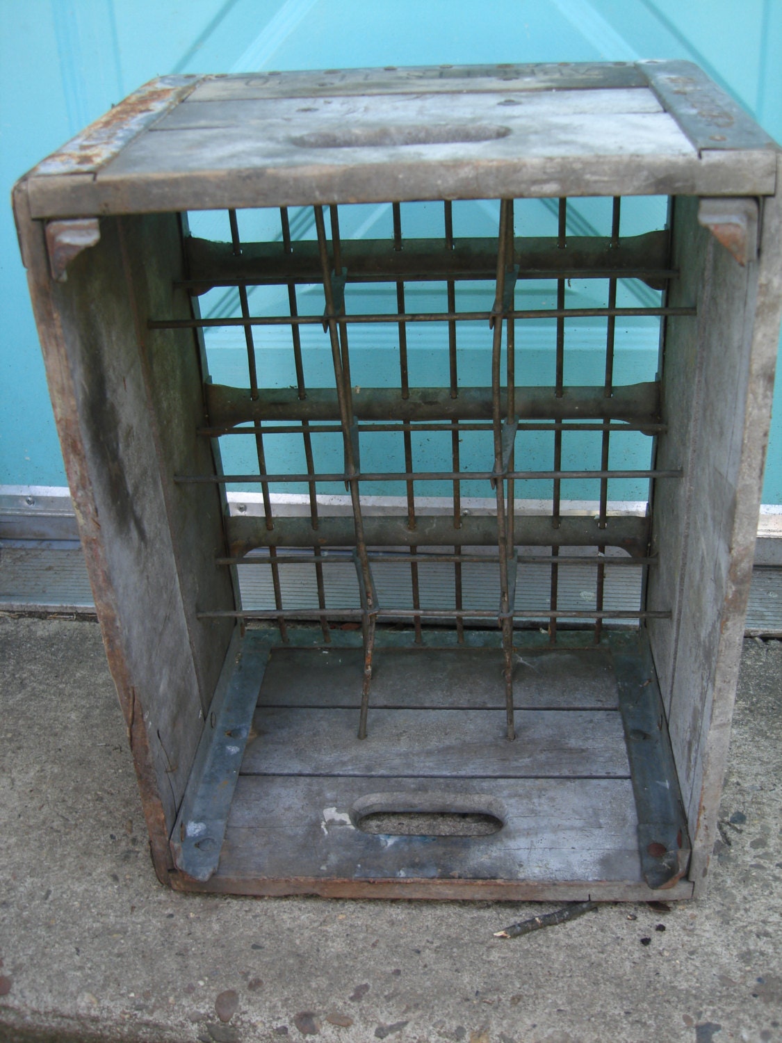 CLEARANCE SALE 50 % OFF antique wood metal crate box storage milk ...