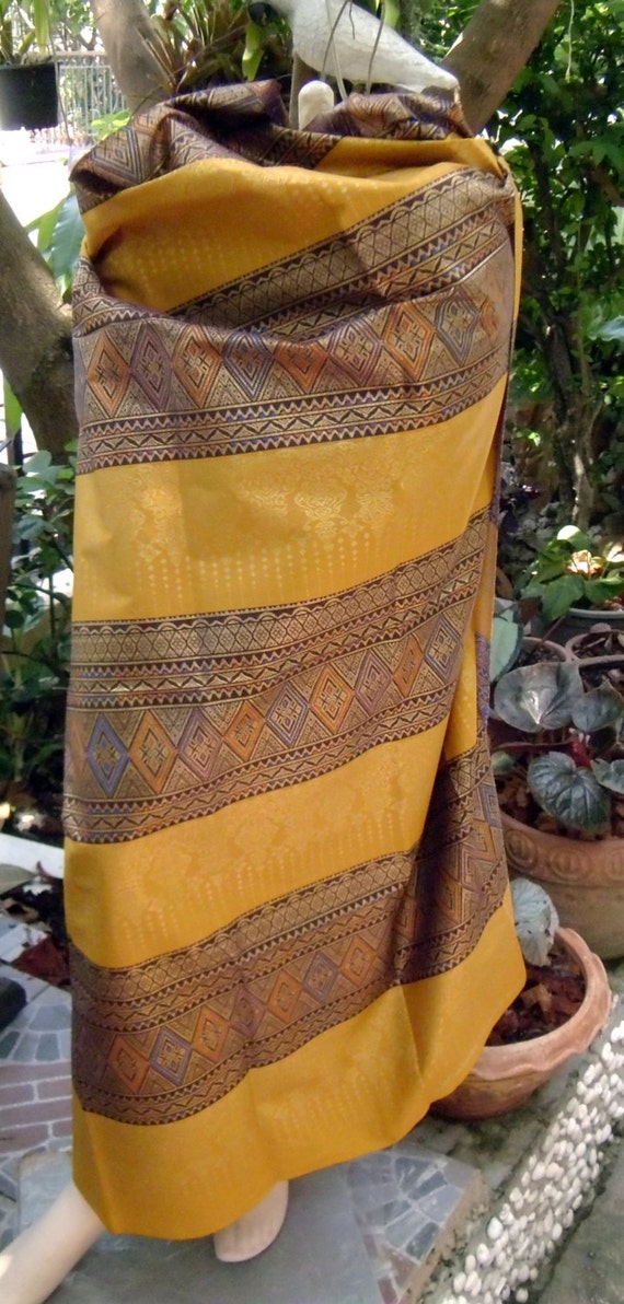 woman's Thai sarong Traditional pattern gold T2 by Bangkoksarong