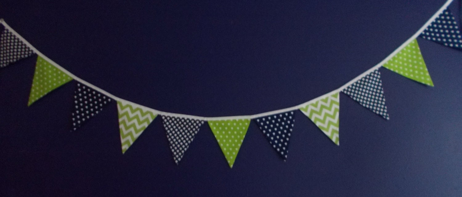 Fabric Banner Navy and Lime Green