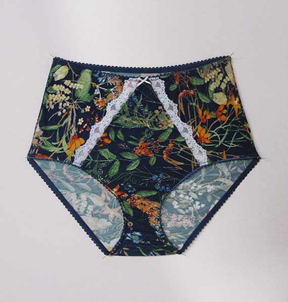 Items Similar To Floral Cotton Panties With Off White Lace On Etsy