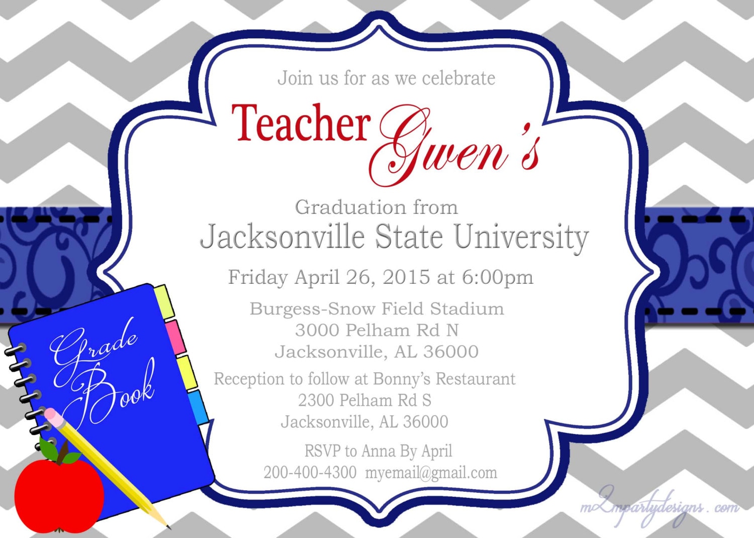 Teacher Education Degree Graduation Invitation Personalized