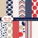 digital scrapbook papers yellow and navy blue nautical