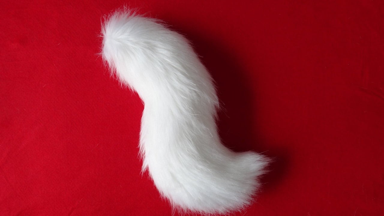 16 Inch White Furry Animal Wolf Tail by PokuPokuStudio on Etsy