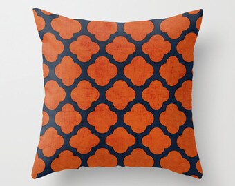 Navy orange pillow | Etsy