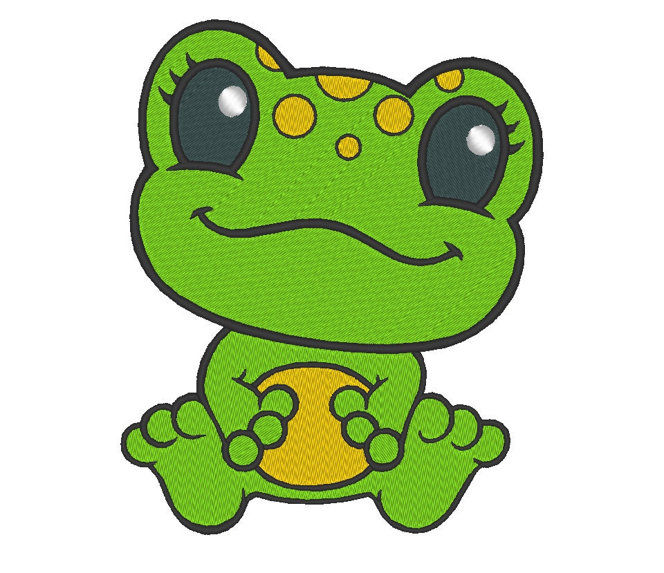 Cute Frog Embroidery Machine Design