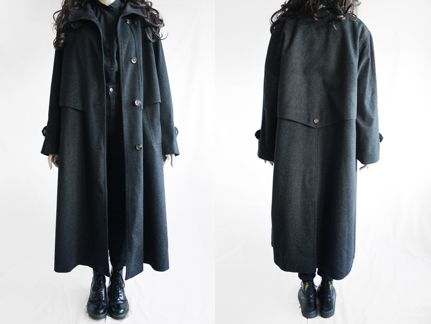1970s Vintage Dark Grey Black Thick Winter Longcoat for Women – Haute Juice