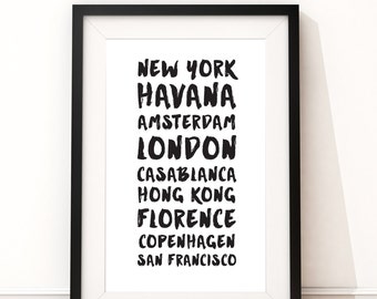 City name art | Etsy
