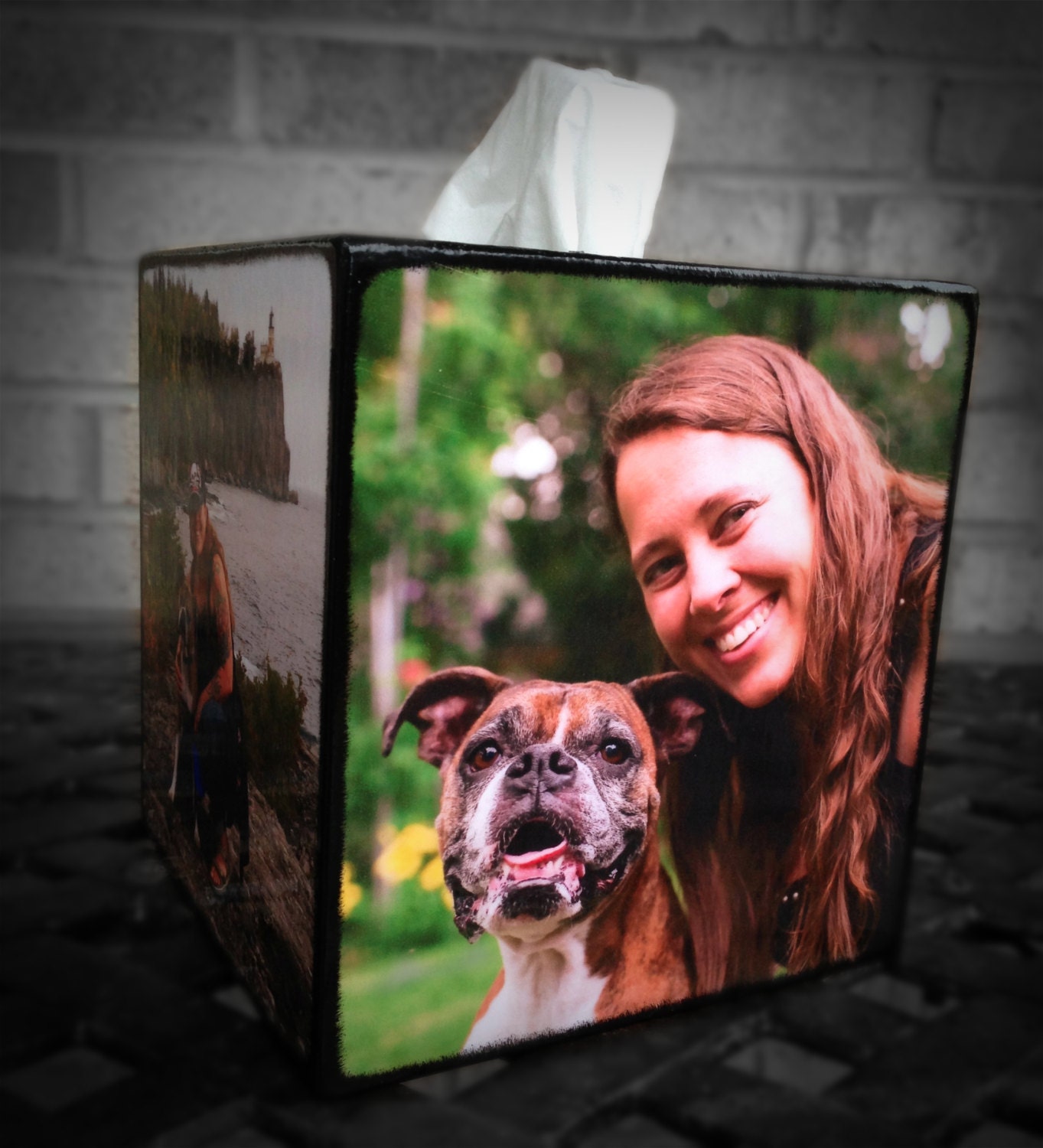 Dog Tissue Box Tissue Box with photo's Personalized