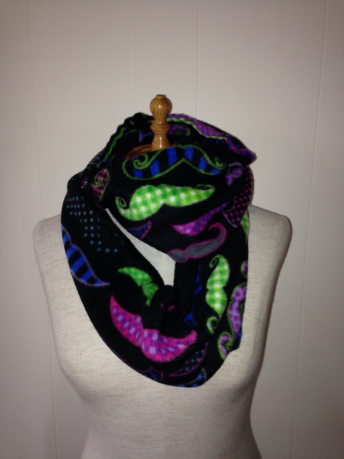 Mustache Fleece Infinity Scarf Neck Warmer by lookatmybooties