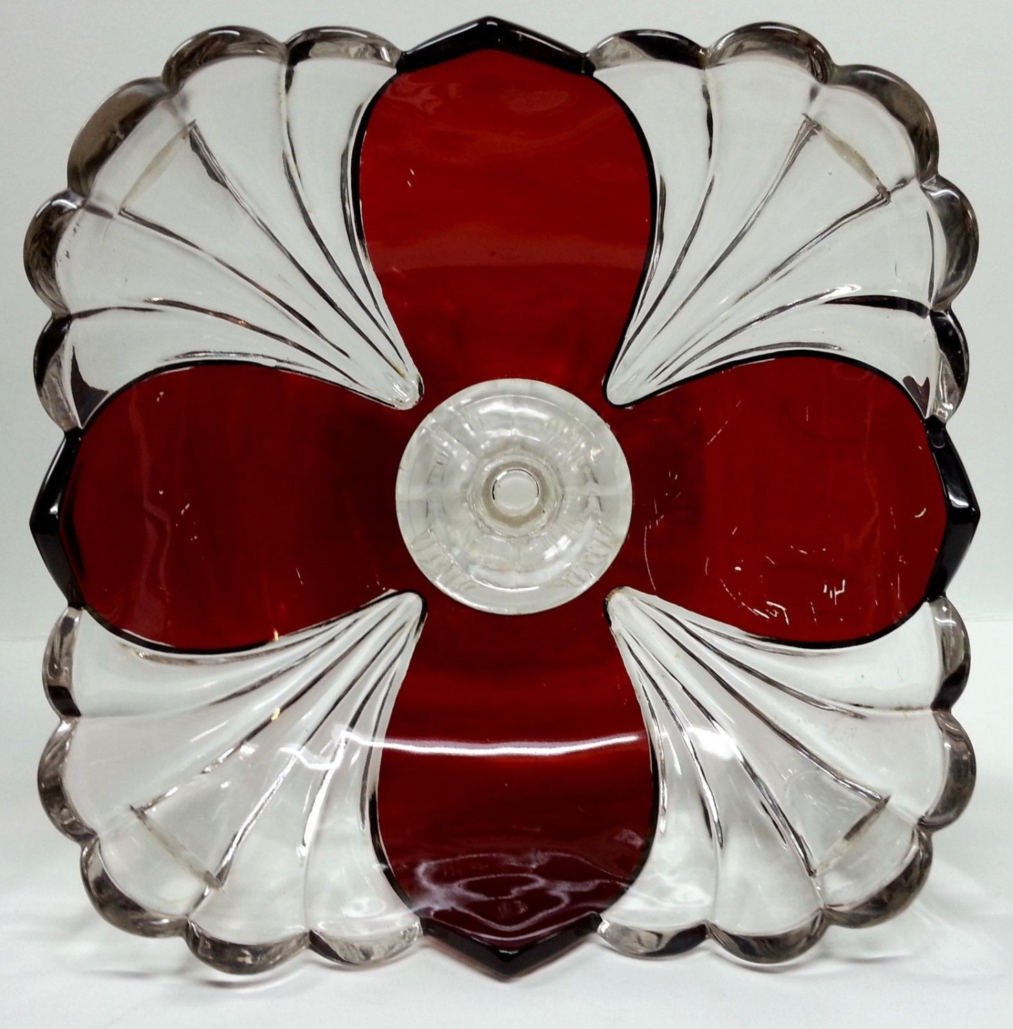 Antique EAPG Ruby Red Stain Millard Fan & Flute Pattern US