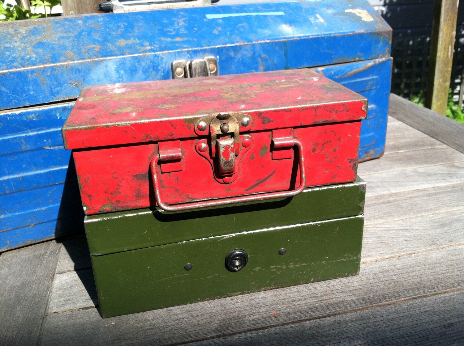 Rustic, Chippy Red Metal Box, First Aid, Vintage Garage, Tool Storage ...