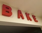 Items similar to BAKE Handpainted Wall Decor Kitchen Dining Room Letter ...