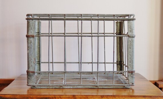 Galvanized Metal Milk Crate Dairylea Woodside Large Rustic