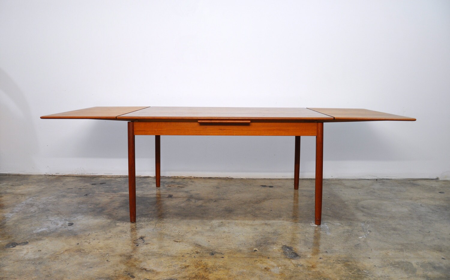 Danish Modern Teak Expandable Dining Table Mid-Century Draw Leaf ...