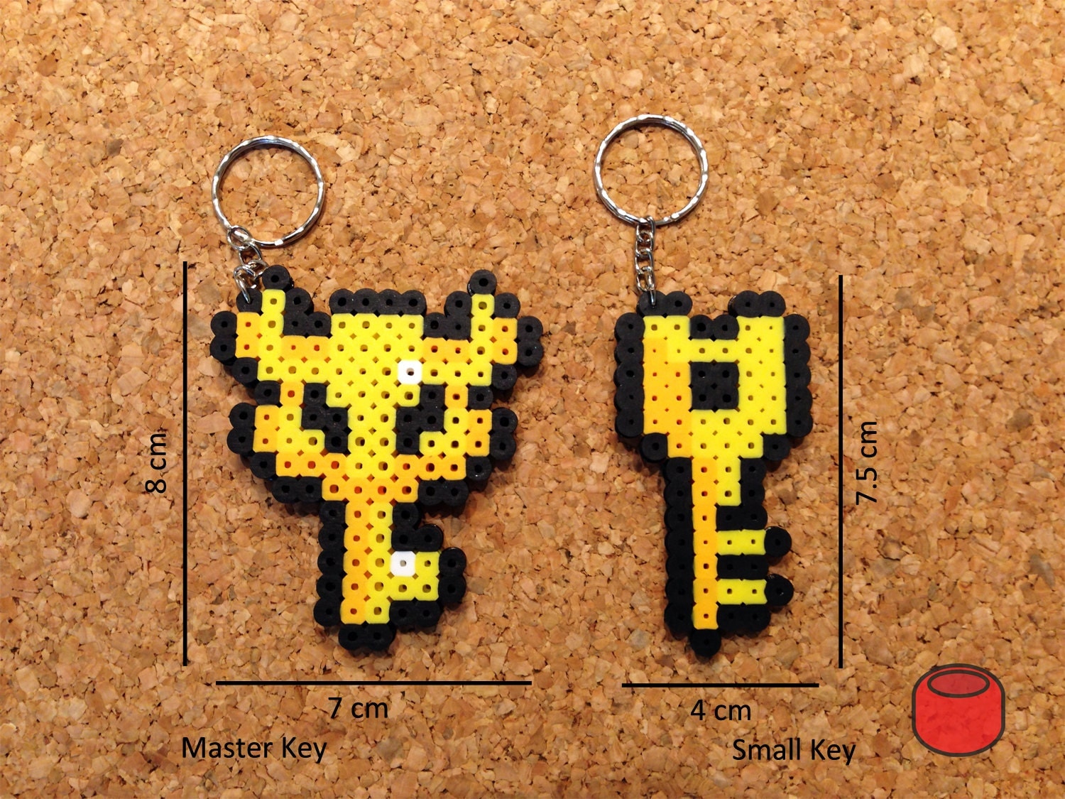 Zelda Master Key and Small Key Perler Beads Keychains by DJbits