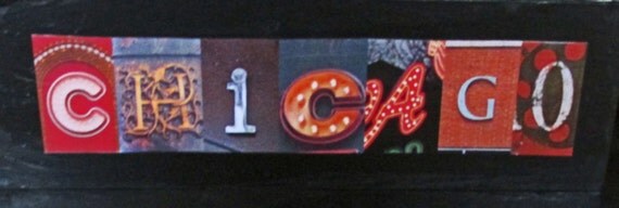 CHICAGO sign color Photo Letter Art on Wood alphabet photo
