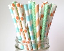 Popular items for peach paper straws on Etsy