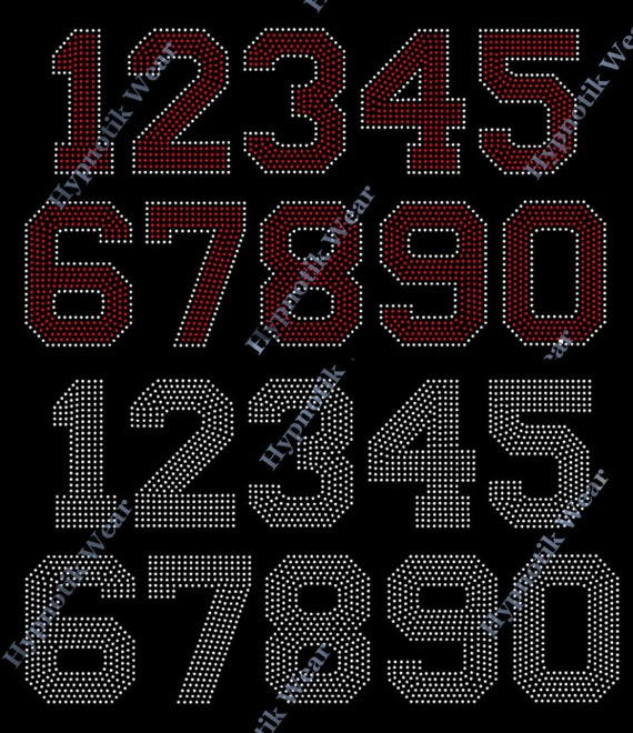 Rhinestone Transfer Numbers 0 1 2 3 4 5 6 by RhinestoneSuperstore