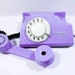 Vintage soviet purple rotary telephone / Russian violet retro