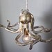 Octopus Beach Cottage Pendant Light Faux Taxidermy Gold White