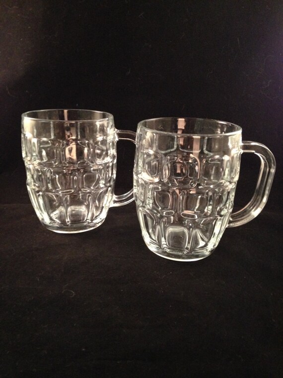 Vintage Glass Thumbprint Mugs Set of 2