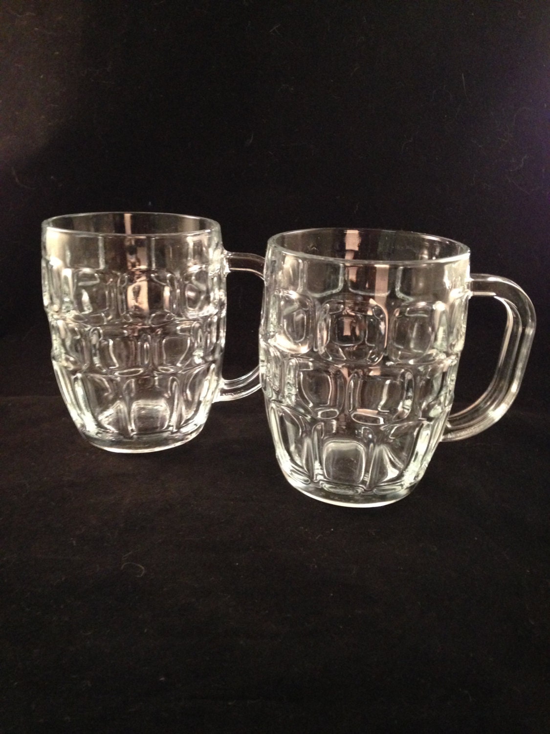 Vintage Glass Thumbprint Mugs Set of 2