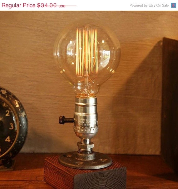 ON SALE Globe style Edison Bulb table lamp by UrbanIndustrialCraft