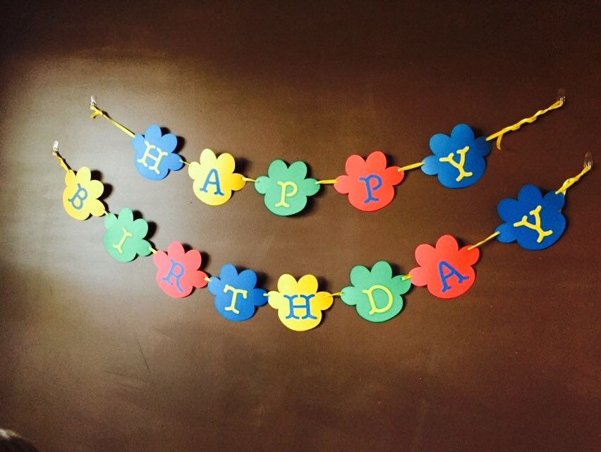 Happy birthday Banner Paw prints by WhimsyWillowCreation on Etsy