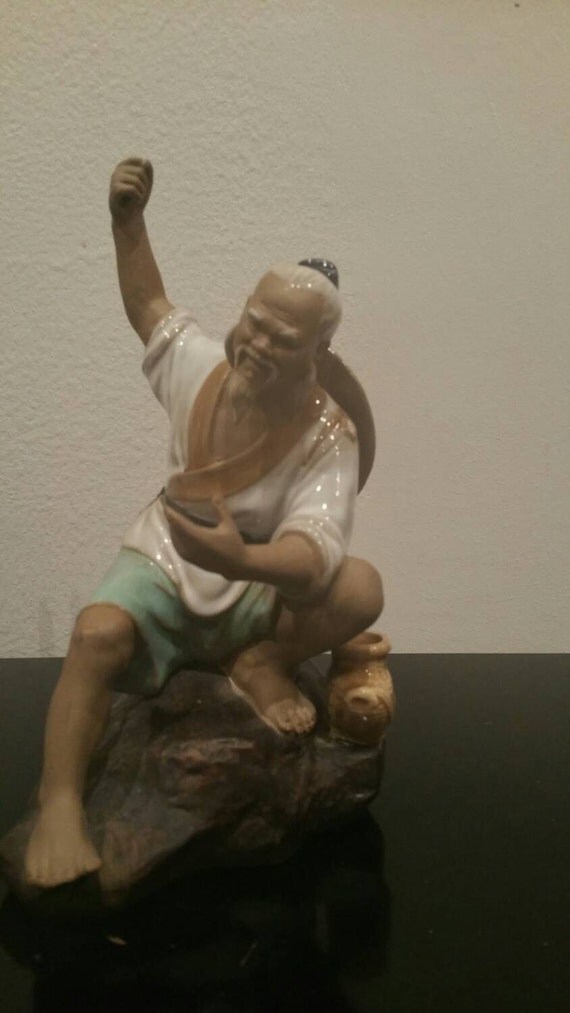 Vintage Chinese Shekwan Mudman Mud Man Figurine Fishing