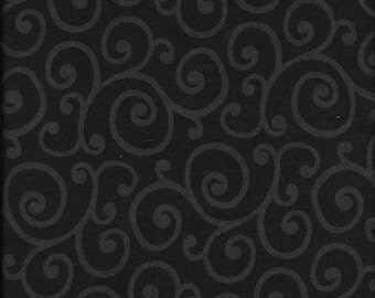 Black swirl fabric | Etsy