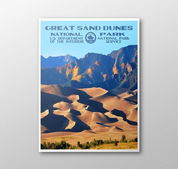Great Sand Dunes National Park Poster - National Park Print - WPA Style ...