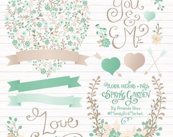 Emma Floral Bunches Clipart & Vectors pink flowers pastel