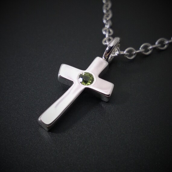 Sterling Silver Peridot Cross Necklace by SamaritanJewelers