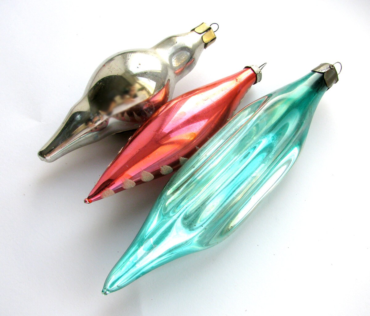Soviet Christmas tree decoration Set of 3 Icicle Ornaments