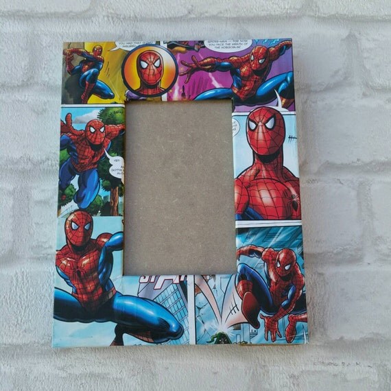 Spiderman Frame. Super Hero Comic Book Decoupage Picture Frame