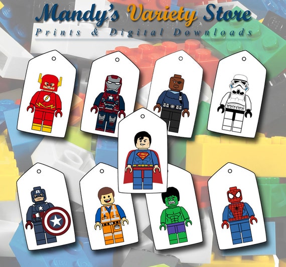Lego Style Printable Gift Tags Instant Download Digital
