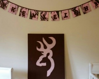 Pink Browning Wall Art - Deer Nursery - Pink Nursery Decor -Country ...