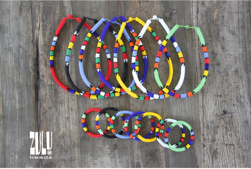 ISIKO Zulu traditional beaded set of necklace and bracelet