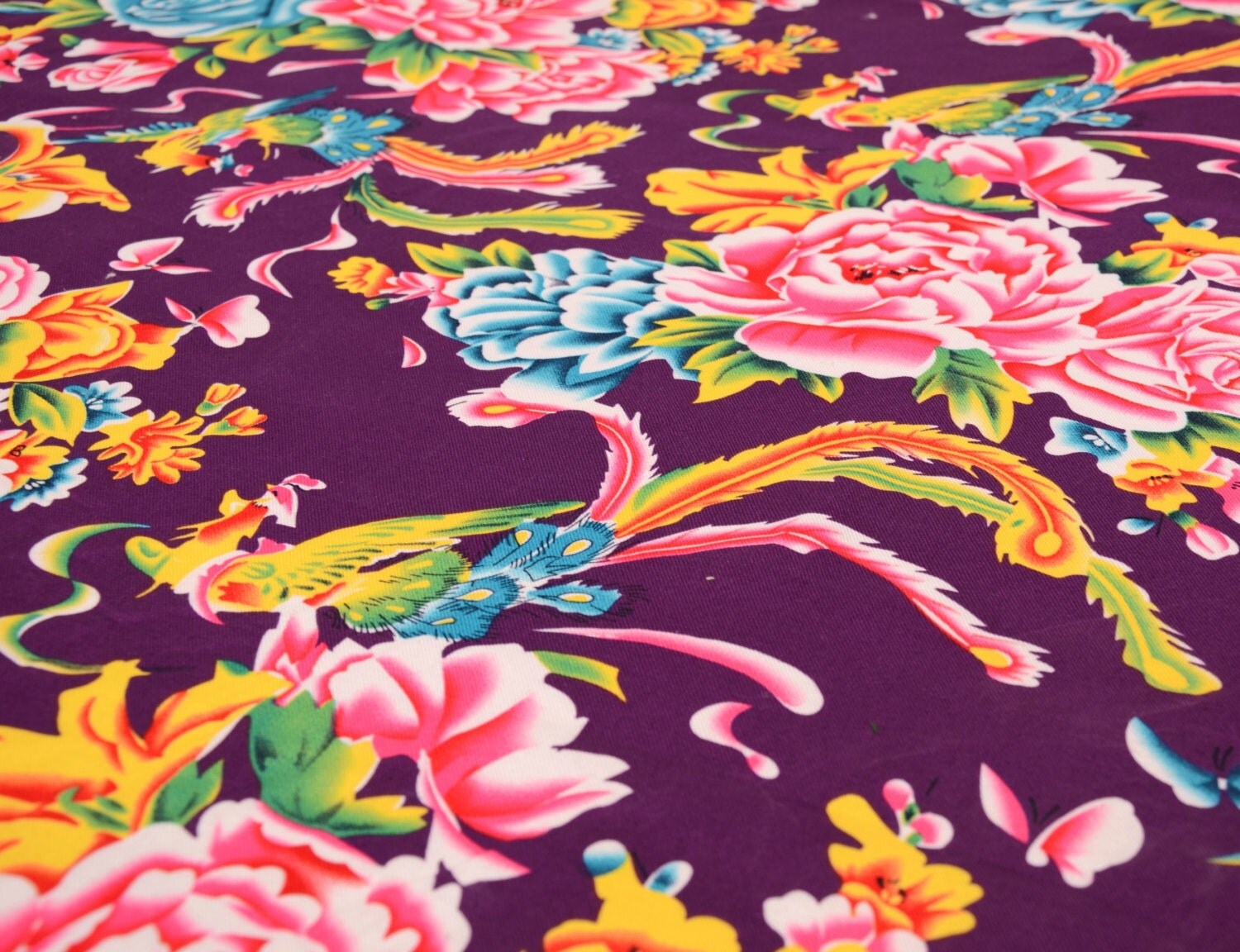 tissus vintage pivoine Chinois Violet 10m